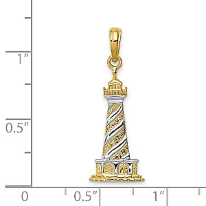 IceCarats 14K Yellow Gold Cape Hatteras Lighthouse Necklace Charm Pendant 29mm x 10mm Only