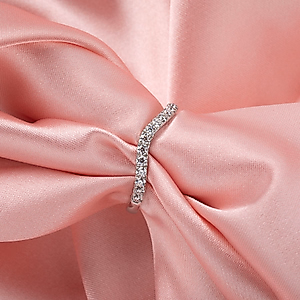 Moissanite Wedding Band 0.39ct D Color VVS1 Lab Created Diamond Half Eternity Curved Wedding Band 18K White Gold Plated 925 Sterling Silver Wedding Rings Stackable Ring for Women (7)