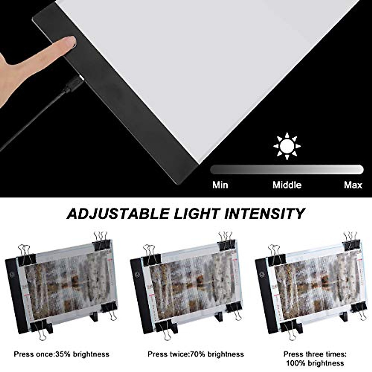SPMLEE Diamond Painting A4 LED Light Pad Kit,DIY Dimmable Light Brightness Board,LED Artcraft Tracing Light Table,Reusable A4 Painting Pads Great for Full Drill & Partial Drill 5D Diamond Painting.