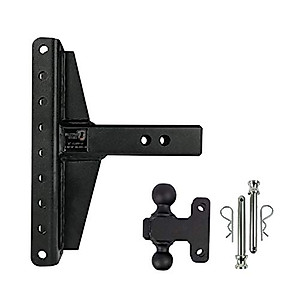 BulletProof Hitches 2.5" Adjustable Extreme Duty (36,000lb Rating) Offset 4" & 6" Drop/Rise Trailer Hitch with 2" and 2 5/16" Dual Ball (Black Textured Powder Coat, Solid Steel)