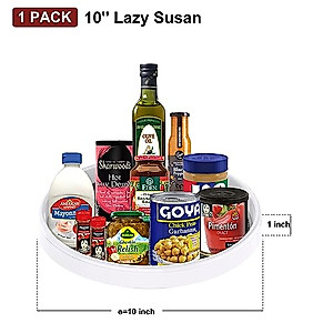 Pretireno Lazy Susan Turntable 1 Pack, Non-Skid Lazy Susan Organizer 10 Inch for Cabinet, Pantry, Kitchen, Countertop, Vanity Display Stand White/Gray