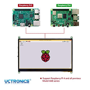 UCTRONICS for Raspberry Pi Screen 7 Inch IPS Touchscreen with Prop Stand, 1024×600 Capacitive HDMI LCD Monitor Portable Display for Raspberry Pi 4, 3B+, Windows 10 8 7, No Driver Needed