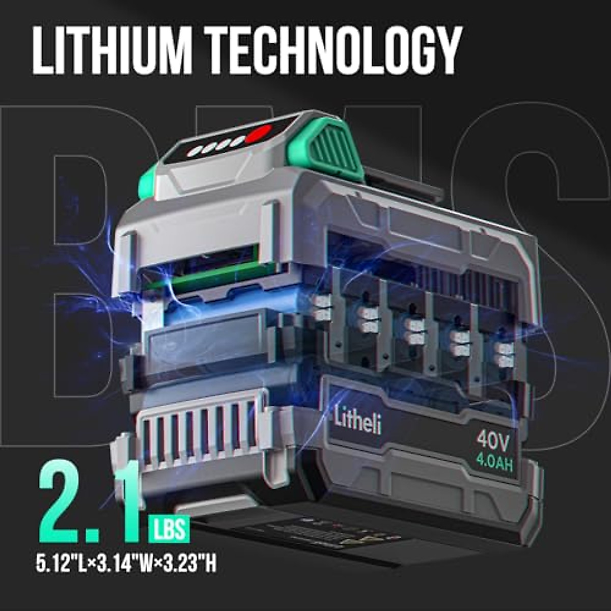 Litheli 40V 4.0AH Lithium Ion Battery Pack,Only for Litheli 40V Tools.
