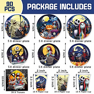 Nightmare Before Christmas Party Supplies Disposable Halloween Plates and Napkins Cups for Nightmare Before Christmas Birthday Decorations for Halloween Party Supplies, Serve 30