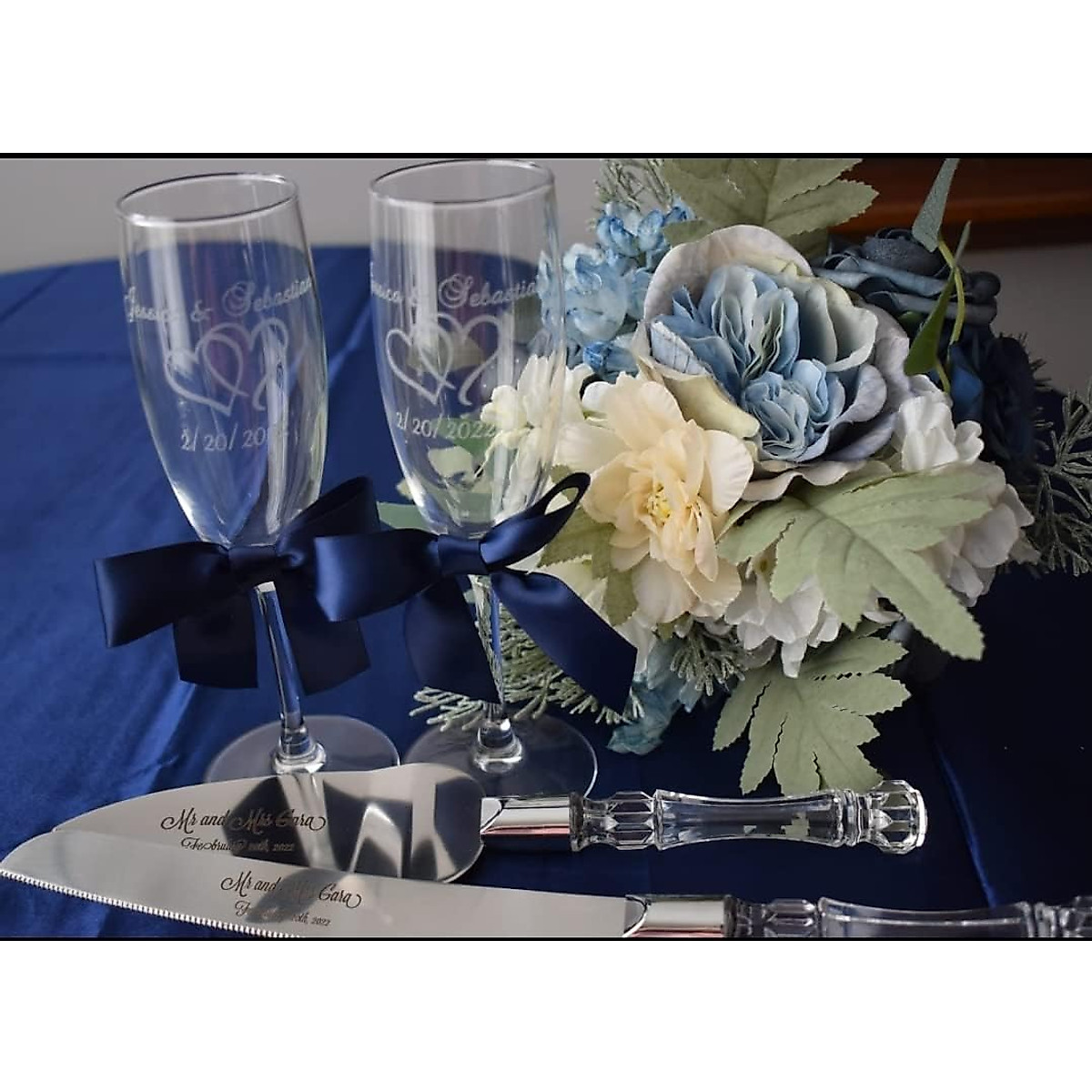 GIFTS INFINITY® Engraved Wedding Interlock Hearts Champagne Flutes Set of 2 Personalized Toasting Glasses (Interlock Heart) - Valentine's Day Gift