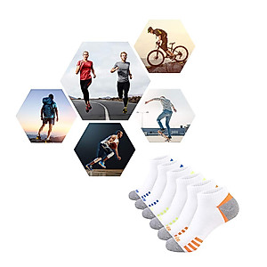 JOYNÉE Mens Low Cut Casual Socks 6 Pack Men Comfort Cushioning Ankle Athletic Socks, White, Size 10-13