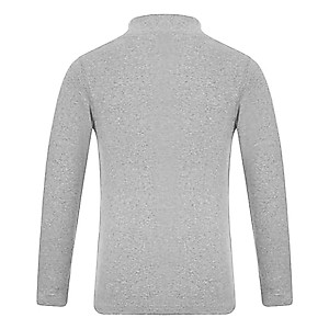 FEESHOW Kids Boys Girls Turtleneck T-Shirt Thermal Underwear Top Unisex Children Warm Long Sleeve Blouse Undershirt Gray 9-10 Years