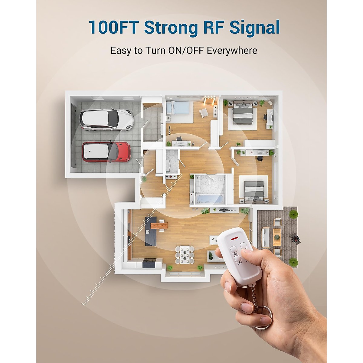 DEWENWILS Remote Control Light Socket with Dimmer, Wireless Light Switch, Dimmable Remote Light Bulbs Socket Switch, 100FT, E26 E27 Base with Controller, No Wiring, for Closet, Basement, ETL Listed