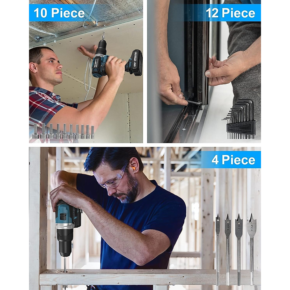 Drill Bit Set Screwdriver Bit Set, 201 Pcs Impact Driver Bits Kit with Carry Case, Combo Kit for Wood Metal Cement Drilling and Screwdriving, Tools for Gift and Home Maintenance