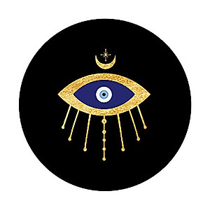 All Knowing Seeing Blue Evil Eye with Eyelashes on Black PopSockets PopGrip: Swappable Grip for Phones & Tablets