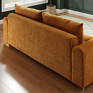 VANOMi 87" Loveseat Sofa, Comfortable Thick Cushion Living Room Couch, Easy-to-Install Apartment Sofa Couch, Boucle, Curry