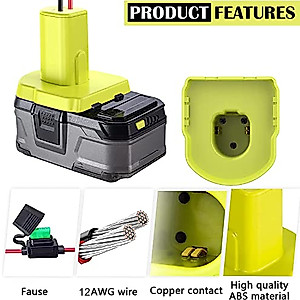 Power Adapter Wheel Compatible with Ryobi 18V Battery with 30A Fuse & Wire terminals, Power Connector for Rc Car, 12 Gauge Robotics, Rc Truck, DIY, Work