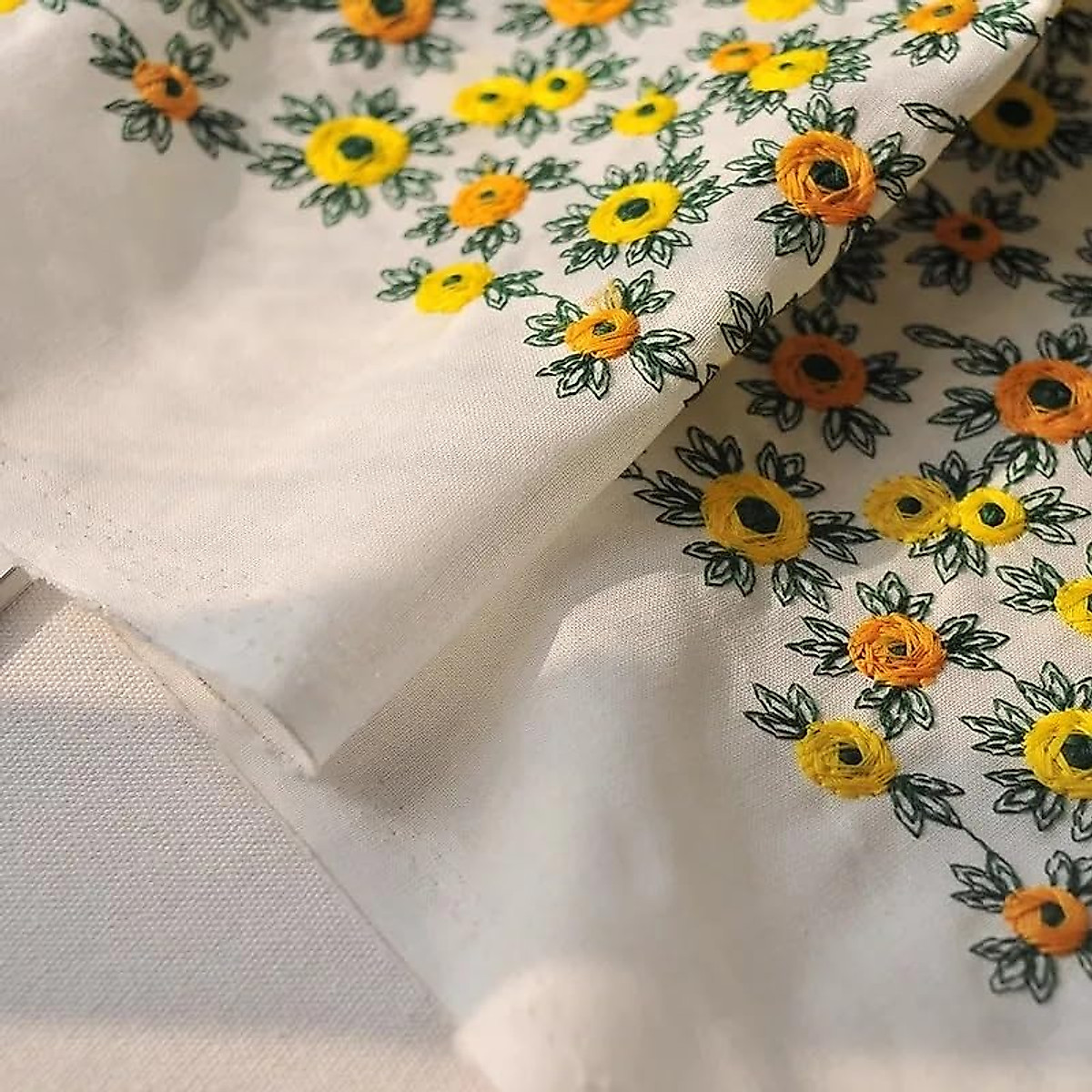 XMTXZYM 2 Meter Embroidery Cotton Linen Fabric DIY Handmade Clothes Sewing Fabric