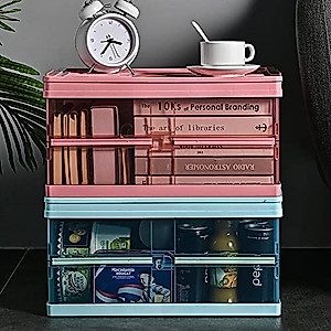 MEDOXI 2 Pack Clear Plastic Collapsible Storage Bin Tote Organizing Container with Durable Lid and Secure Latching Buckles, Storage Box with Handle, 5 Qt, 2 Count