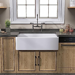 ZUAGCO White Farmhouse Sink 33 inch Fireclay Apron Front Farm Sink Large Capacity Deep Single Bowl Kitchen Sinks with Accessories Protective Bottom Grid and Strainer