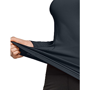 ATHLIO Women's Sports Compression Shirt, Cool Dry Fit Long Sleeve Workout Tops, Athletic Exercise Gym Yoga Shirts, 2pack Black/Charcoal, Small