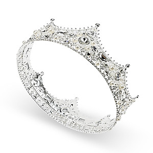 King Crown, CIEHER King Crowns for Men Crystal Vintage Baroque Crown Prom King Crown Tiara Evil Crown Luxury Rhinestone Silver Crown for Birthday Prom Halloween Cosplay Party Birthday Crowns for Men