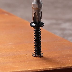 #8 x 3/4" Wood Screw 100Pcs 18-8 (304) Stainless Steel Pan Head Fast Self Tapping Drywall Screws Black Oxide by SG TZH