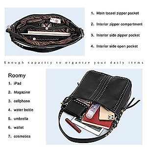 Montana West Purses For Women Black Crossbody Purse Shoulder Bag Leather Handbag Hobo Bags for Women MBB-MWC-1001S-BK