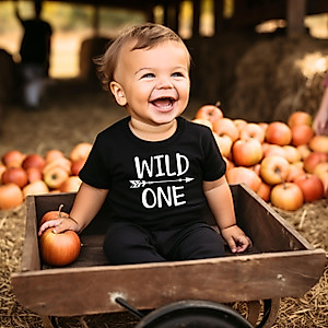 Wild One Boys 1st Birthday Shirt for Baby Boys First Birthday Outfit Black Shirt 18 Months