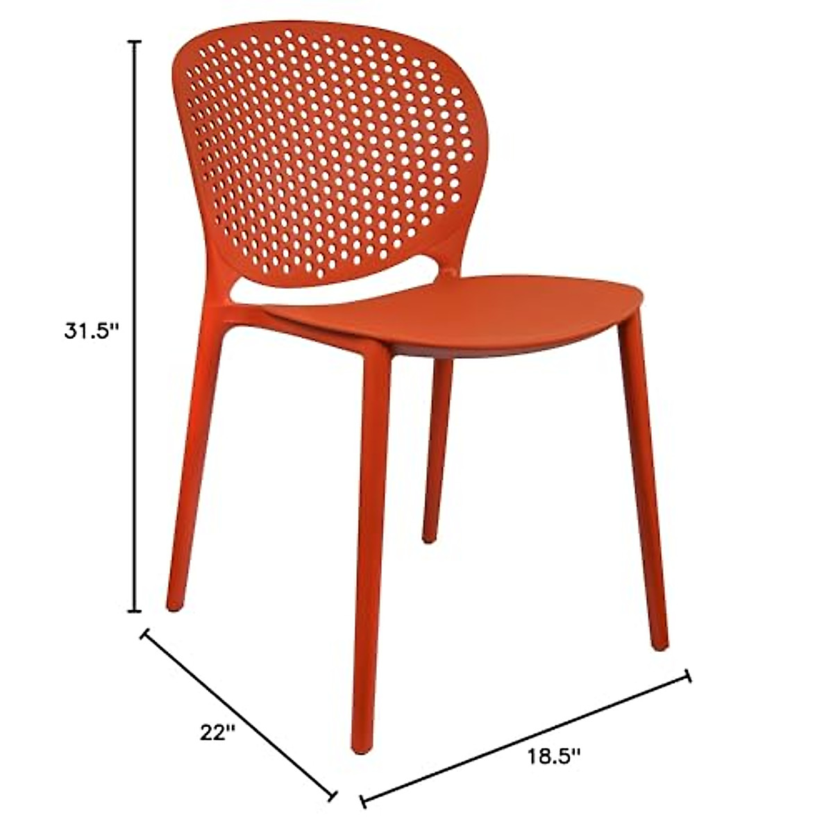 2xhome Modern Pool Patio Chair, Stackable Dining Side Chair for Indoor Outdoor Kitchen Living Room Restaurant, Orange, Single, Set of 1