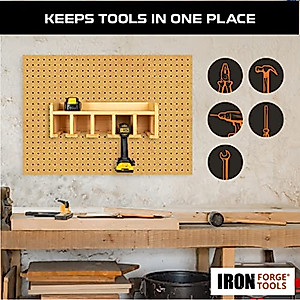 Iron Forge Tools Compact Power Tool Organizer - Fully Assembled Wood Tool Chest and 5 Drill Charging Station - Great Workshop Organization and Storage Gift for Men