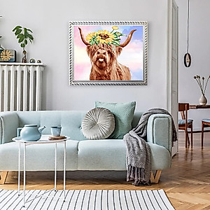 Highland Cow Diamond Painting Kits for Adults-Highland Cow Diamond Art Kits for Adults,5D Gem Painting Kit with Full Drill,Highland Cow Gem Art Kit for Relaxation Home Wall Decor Gifts(16*12inch)