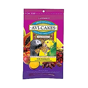 LAFEBER'S Fruit Delight Avi-Cakes Pet Bird Food, Made with Non-GMO and Human-Grade Ingredients, for Parrots (8 oz Pack of 1)