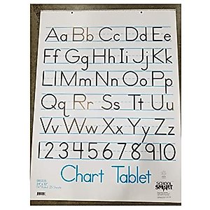 School Smart Chart Tablet, 24 x 32 Inches, 1-1/2 Inch Ruling, 1/2 Inch Skip Line, 25 Sheets, Cover may vary