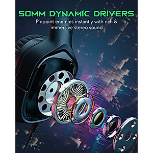 Black Shark Gaming Headset for PC, PS4, PS5, Xbox, Switch, All-in-1 Gaming Headphones with Ultra-Clear Bendable Mic, 50mm Dynamic Drivers, Noise Isolation Ear Cushions, in-line Controls - Goblin X1