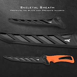 KastKing 7-inch Fishing Pliers and Filet Knife with Molded Sheath, 420 Stainless Steel Fishing Pliers, G4116 Corrosion Resistant Fillet Knife, 7'' Split Ring Plier and 7'' Fillet Knife, Orange