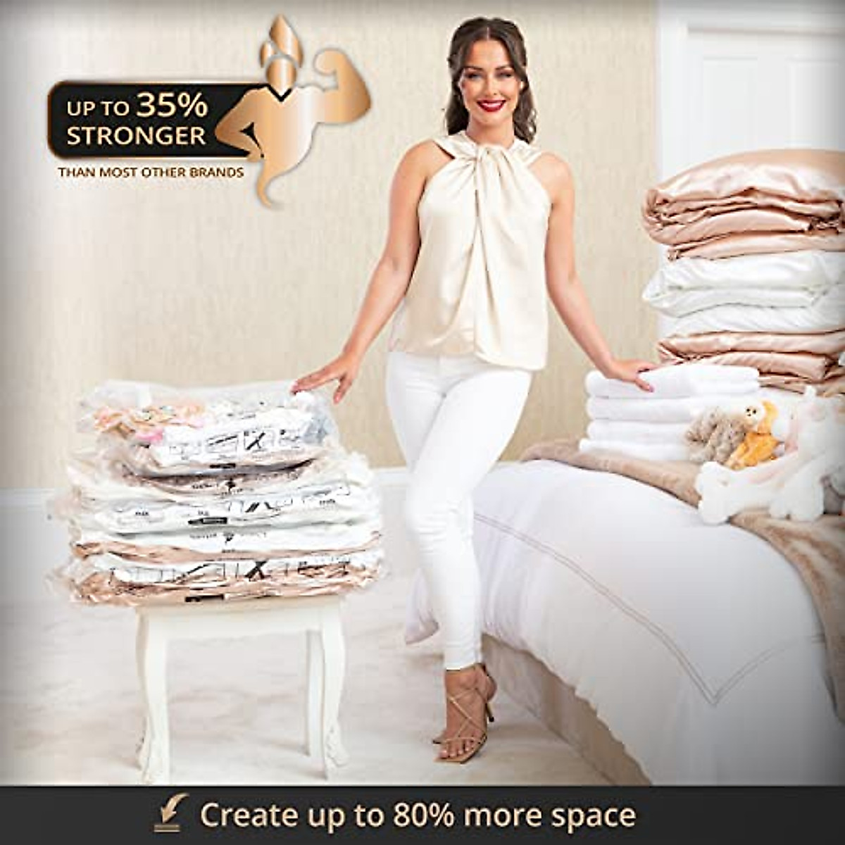 GENIE SPACE - Incredibly Strong Premium Cube Space Saving Vacuum Bags | Variety 5 Pack (1MX+2XL+2L) | Airtight & Reusable | Create 80% more space | For Clothes, Towels, Bedding, Duvets and more.