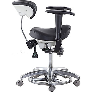 MrHugoo Medical Dynamic Chair Stool Microscope Chair,Ergonomic Saddle Stool,Foot Control,Swiveling Armrest Chair, PU Fabric Leather