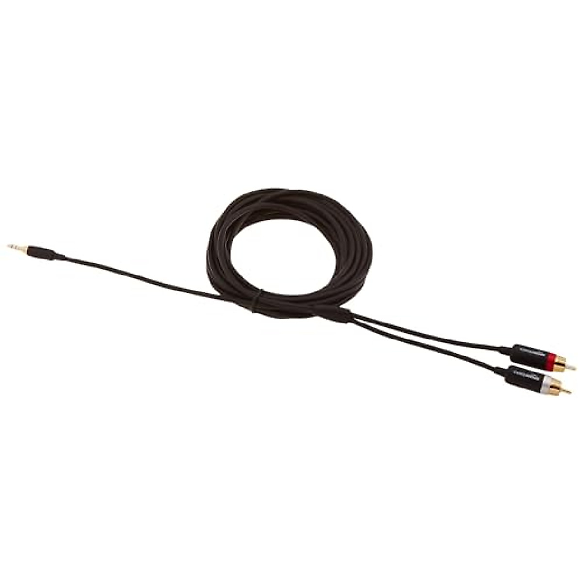 Amazon Basics 3.5 Aux to 2 x RCA Adapters, Audio Cable for Amplifiers, Active Speakers with Gold-Plated Plugs, 15 Feet/4.6 m, Black