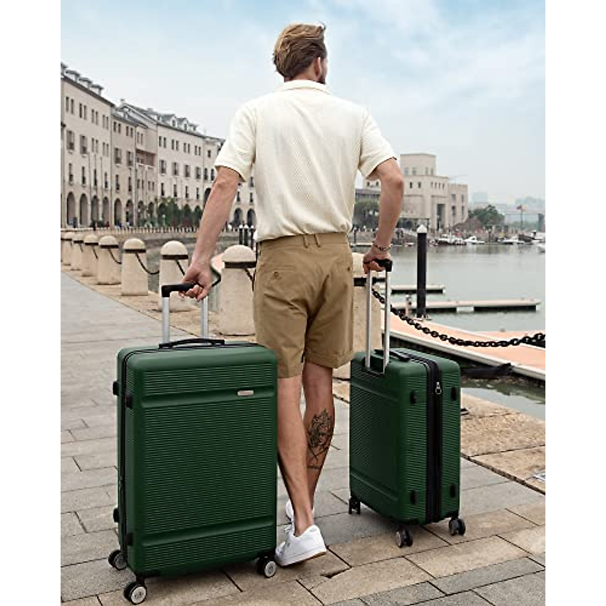 Zitahli Luggage Sets 2 piece, Expandable Suitcase Set, Hardside Luggage with TSA Lock Spinner Wheels YKK Zippers, 20in 28in (Dark Green)