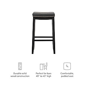 Linon Claridge Bar, Black Stool, 32" X 18.75" X 13"
