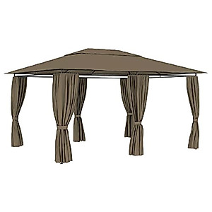 Garden Marquee with Curtains,Outdoor Gazebo, Hardtop Gazebo,Backyard Gazebo,Patio Gazebo,Grill Gazebo,for Barbeque, Patio, Deck,Garden Party,Markets,13.1'x9.8' Taupe 0.6 oz/ft²