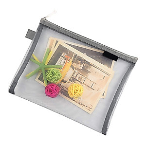 Topfinder Clear Cosmetic Bags Zip Makeup Mesh Bags Pencil Case Pouch Travel Toiletry Kit Set Storage Case ((6A+5A)*3 Grey)