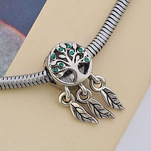 TGLS Family Tree of Life Dream Catcher Charms With Leaf Tassel Family is Forever Beads Compatible with Pandora Charms Bracelets