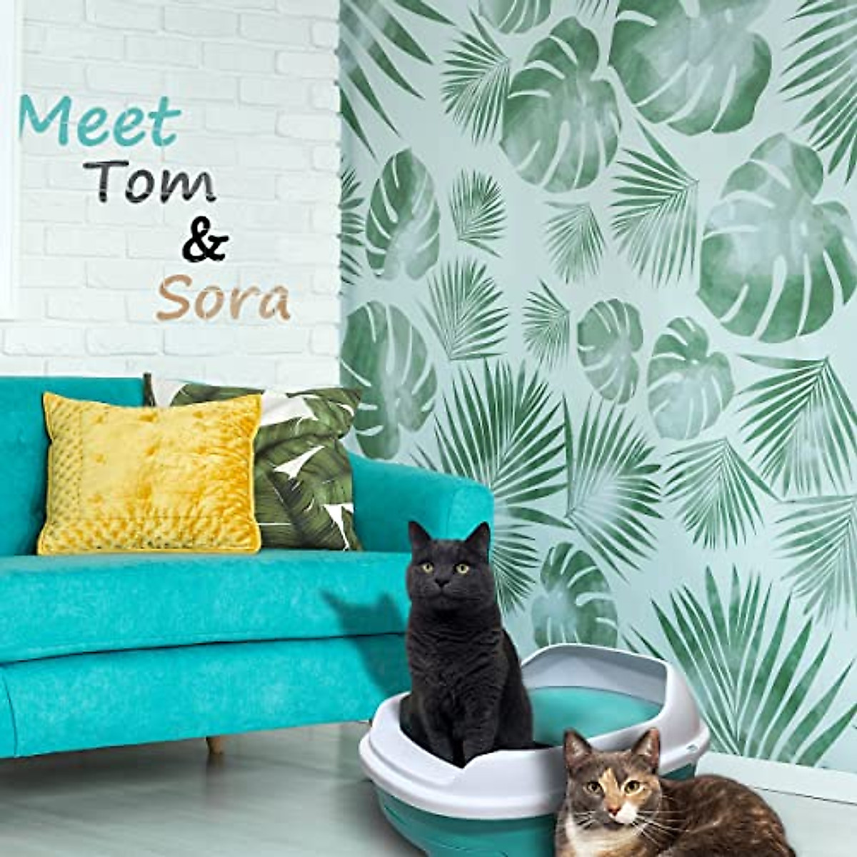 Tom & Sora Creations Large Sifting Litter Box Optimized for Pine Pellet Litter - Cat, Kitten, Rabbit and Other Small Animals, Drawer System, Odor Control, Easy to Clean (Turquoise)