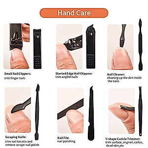 Tirdkid Gift for Man/Woman Nail Clipper Set, Manicure Set,fingernail clippers kit, Sharp Black Stainless Steel Pedicure and Manicure kit with PU Leather Case（Brown 12 In 1）