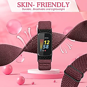 Runostrich Adjustable Elastic Watch Bands Compatible with Fitbit Charge 5 for Women Men, 5 Pack Stretchy Sport Loop Band Soft Nylon Wristband Accessories for Charge 5 Fitness & Health Tracker