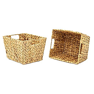 11.5" Hyacinth Storage Basket with Handles, Rectangular, by Trademark Innovations (Set of 2)
