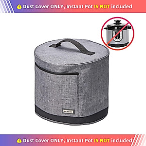 HOMEST Dust Cover with Pockets for Instant Pot 8 Quart, Insulated Pressure Cooker Cover with Easy to Clean Lining, Grey (Cover Only)