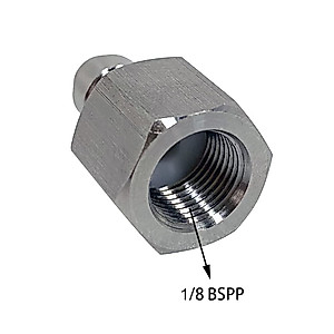 Universal 8mm Quick-Disconnect Plug Adapter, Stainless Steel 1/8" BSPP Female Thread, PCP Paintball Charging Fittings with Sealing O-Ring