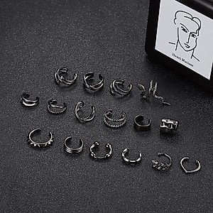 Sanfenly 16Pcs Cuff Earrings for Women Men Non Piercing Ear Cuff Adjustable Fake Earrings Clip On Cartilage Helix Wrap Earrings Set