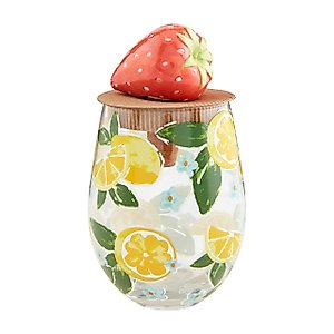 Mud Pie Lemon Fruit Wine Glass Set 16oz