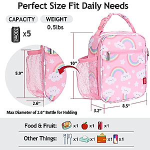 yookee home Lunch Box for Kids Lunch Boxes Insulated Lunch Containers Lunchboxes Kids Lunch Bag for Girls Lunch Box for School Thermal Meal Small Lunch Tote Toddler Lunch Box for Girls Pink Rainbow