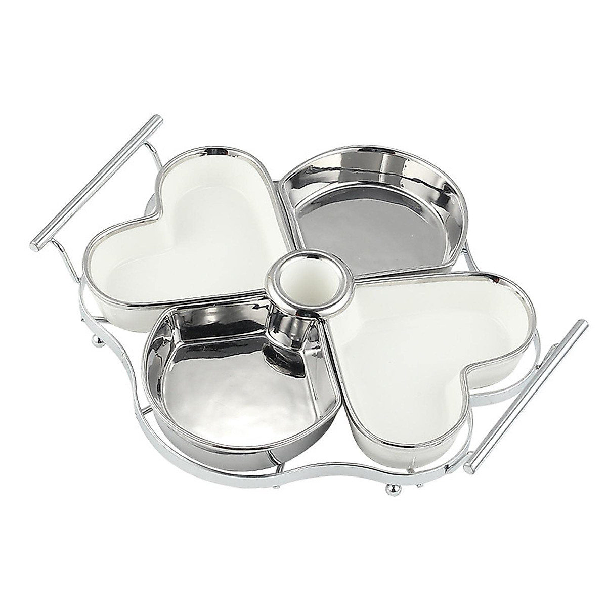 Gazechimp Snacks Basket Fruit Tray, Condiment Dish, Heart Shape Caddy Appetizer Bowl, Dessert Cake Plate Serving Platter for Wedding, Kitchen Counter, Home, 30x26.5x5cm Divided