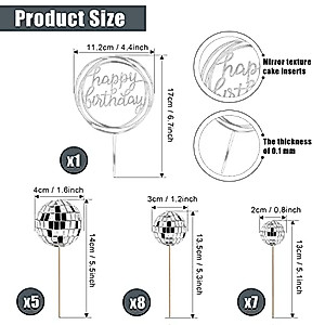 21 PCS Disco Ball Cake Decoration 1970s Disco Cake Decoration Disco Theme Cake Decoration for Birthday Christmas Disco Theme 70s Party Dance Party Supplies